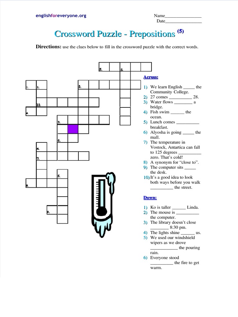 Crossword Puzzle Prepositions 561be18724493 | PDF | Crossword | Puzzles