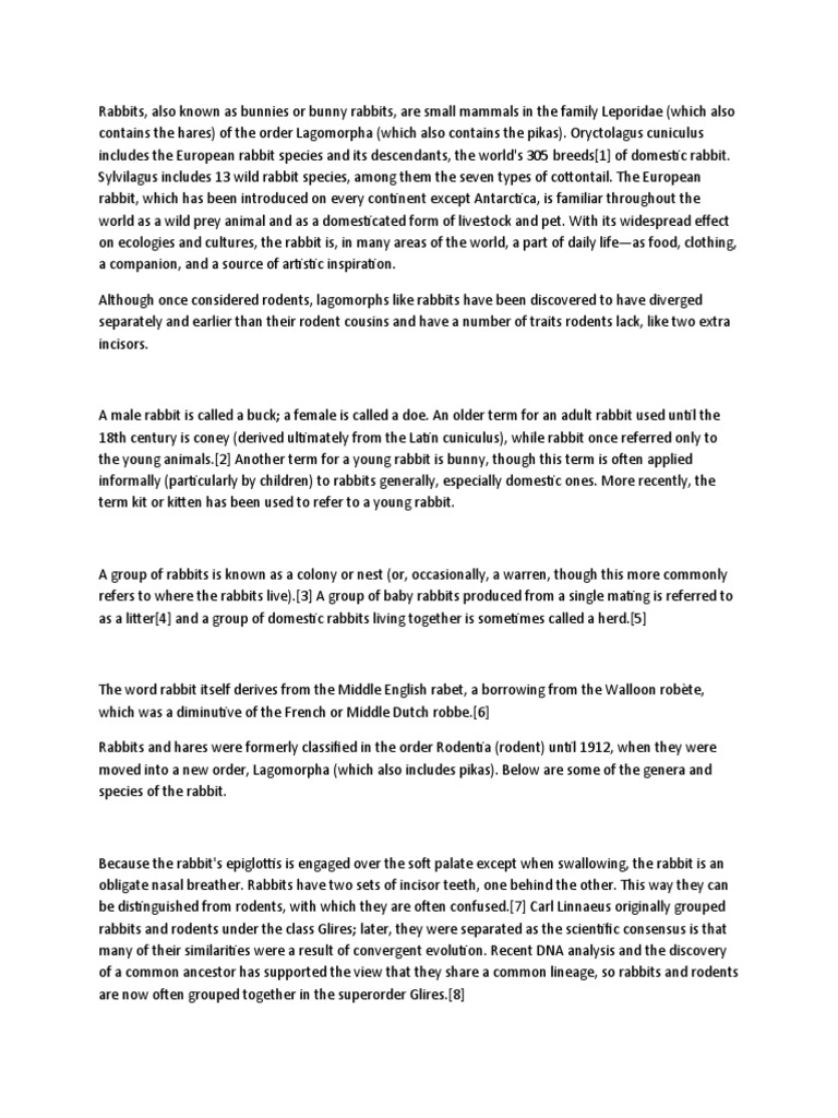 An Overview of Rabbit Biology, Classification, Terminology and Social ...