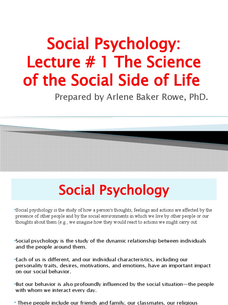 Lecture # 1 Social Psychology | PDF | Social Psychology | Psychology