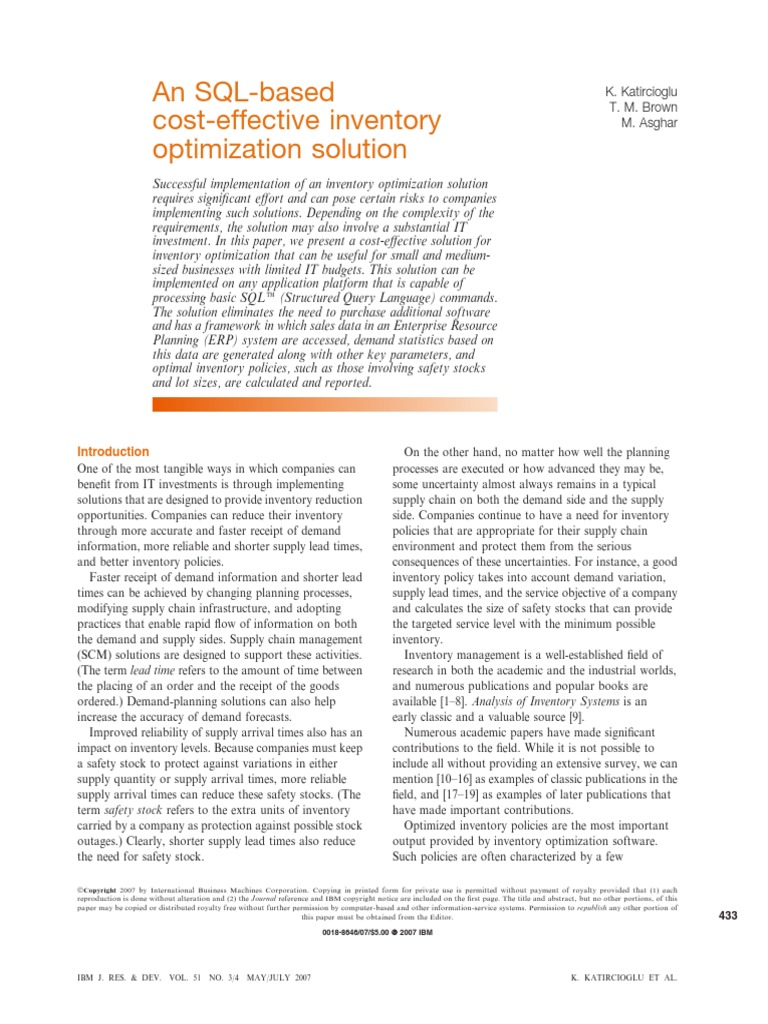 An SQL Based Cost Effective Inventory Op | Download Free PDF ...