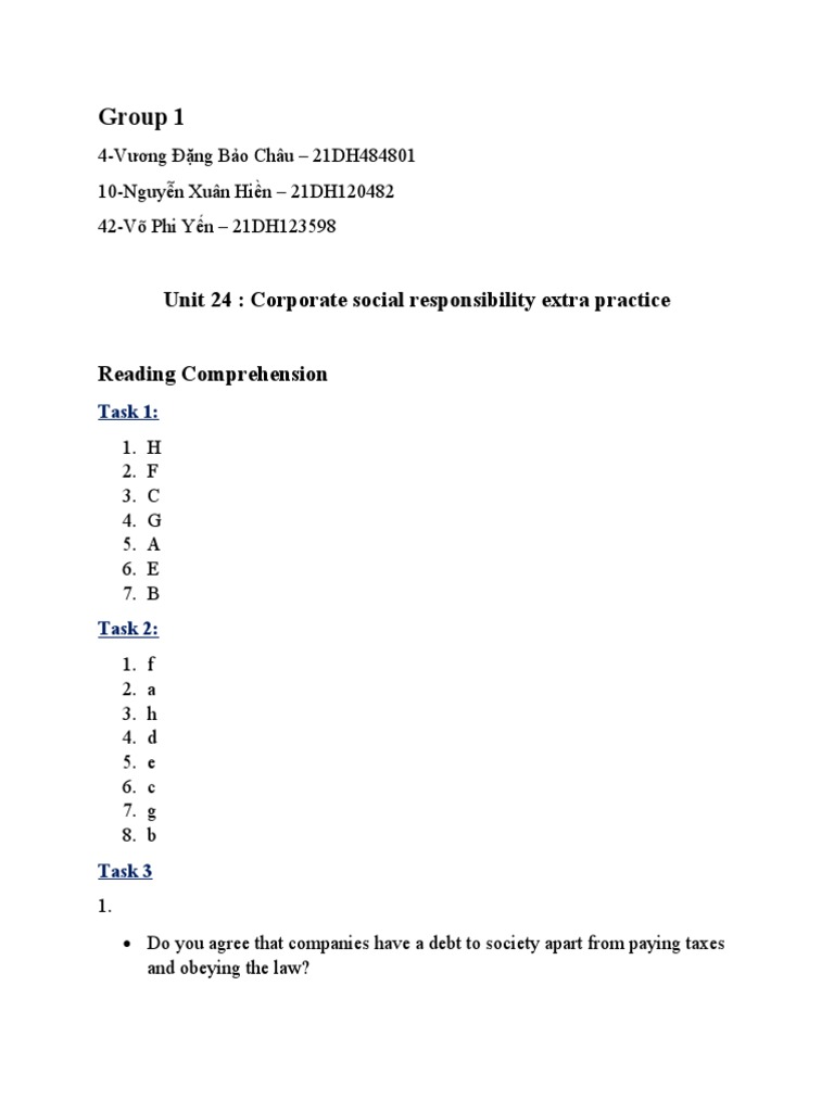 Group 1 reading comprehension and CSR relationship | PDF | Corporate ...