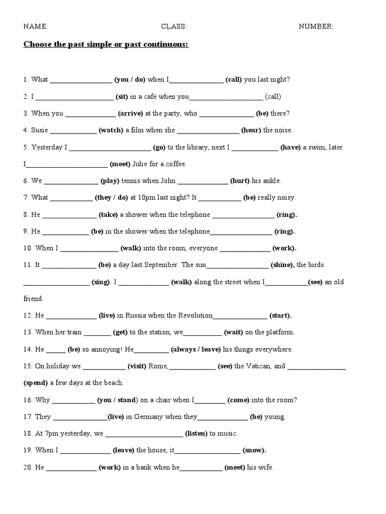 Past Simple vs. Past Continuous Worksheet | PDF | Foreign Language Studies