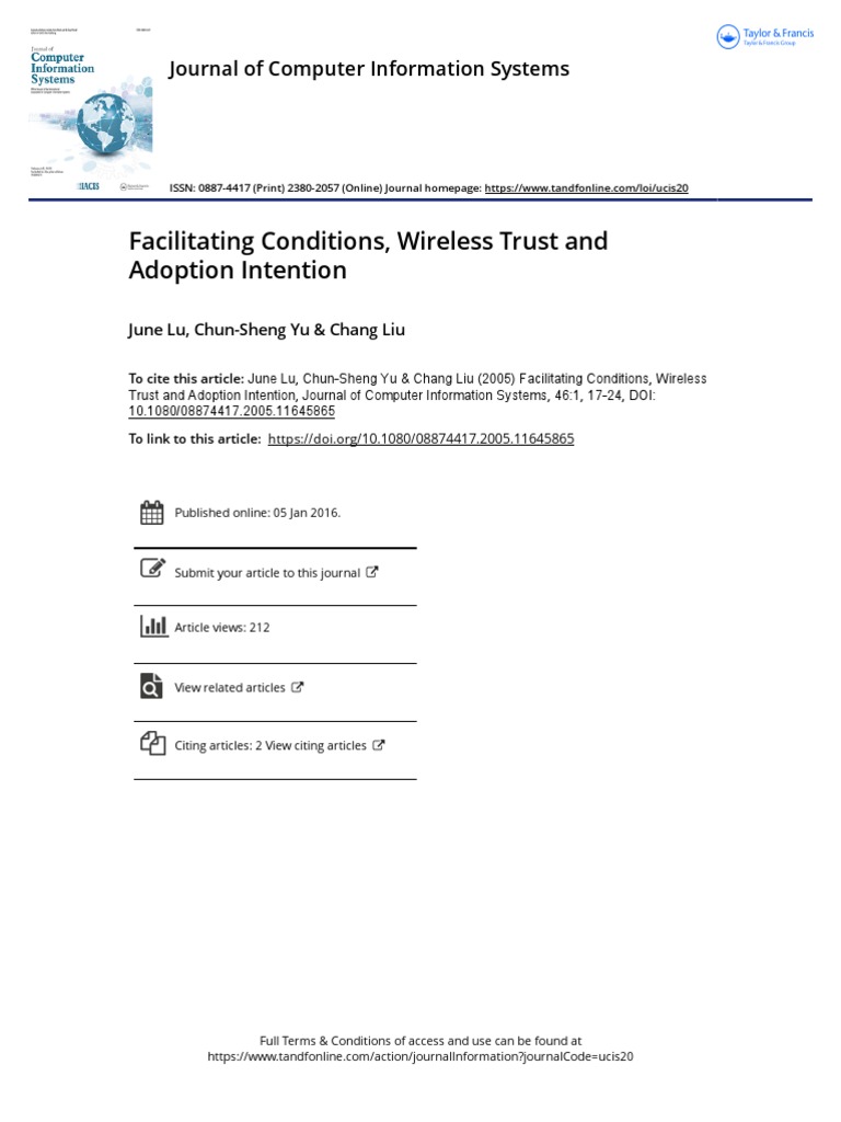 Facilitating Conditions and Adoption Intention | PDF
