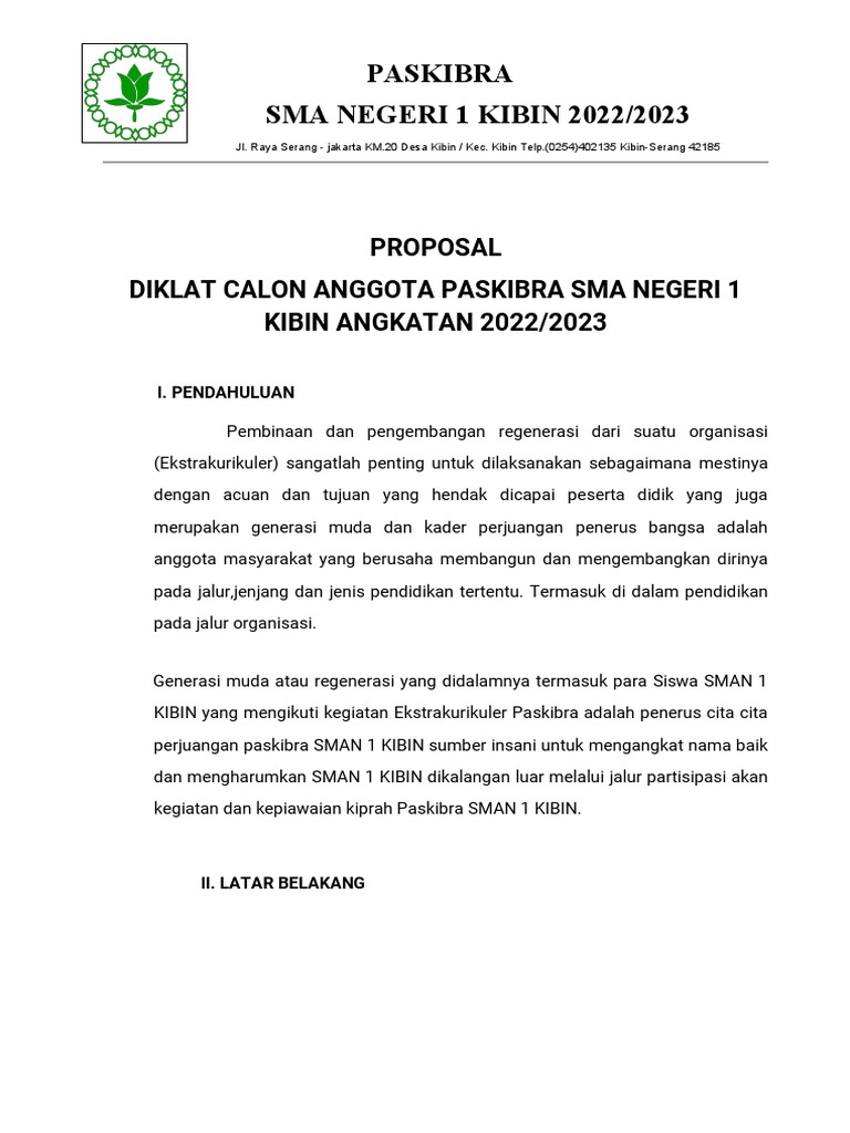 Proposal Diklat Capas Angkatan 2023 | PDF