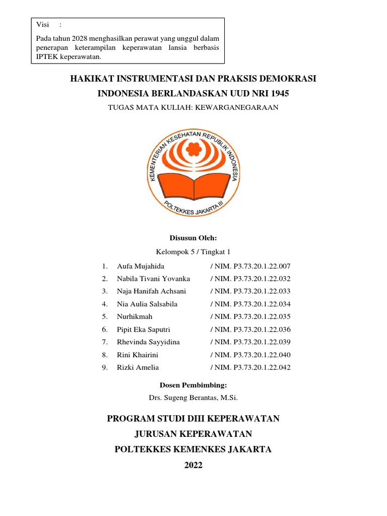 Makalah Hakikat Instrumentasi Dan Praksis Demokrasi Indonesia Berlandaskan Uud Nri 1945 Pdf 