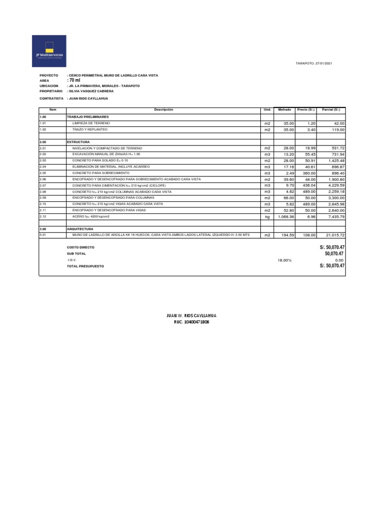 Precio - CERCO C.VISTA 70ml | PDF