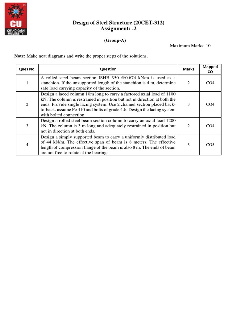 Assignement - 2 (DSS) | PDF | Beam (Structure) | Column