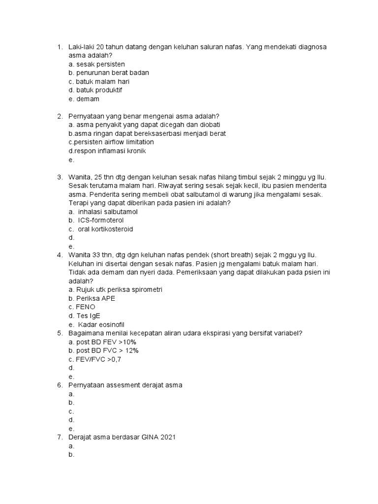 Kumpulan Soal CBT CPPDS Pulmo UB Oktober 2021 | PDF