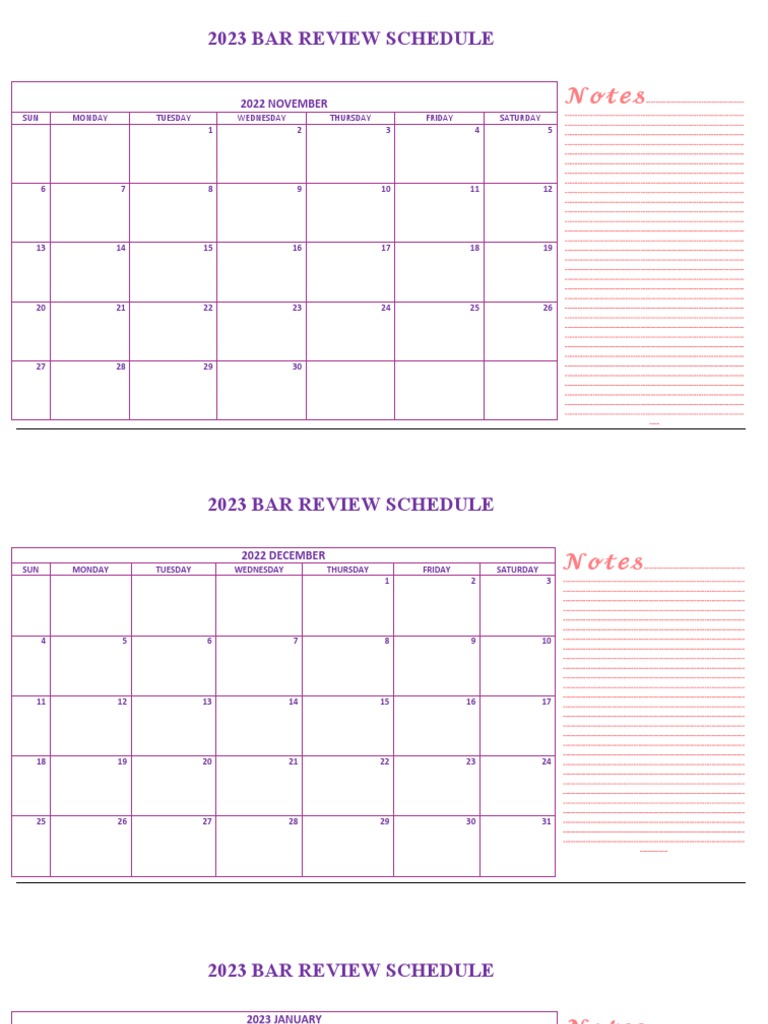2023 Bar Review Calendar | PDF