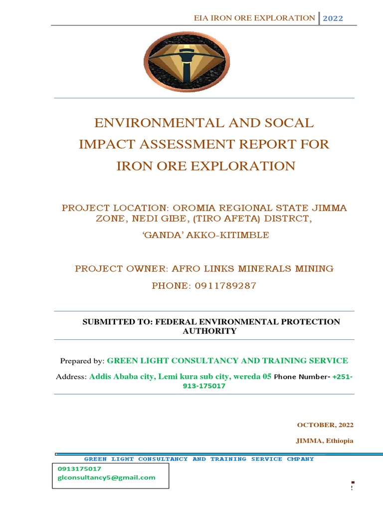 ESIA - Afro Links Iron Ore Exploration | PDF | Environmental Impact ...