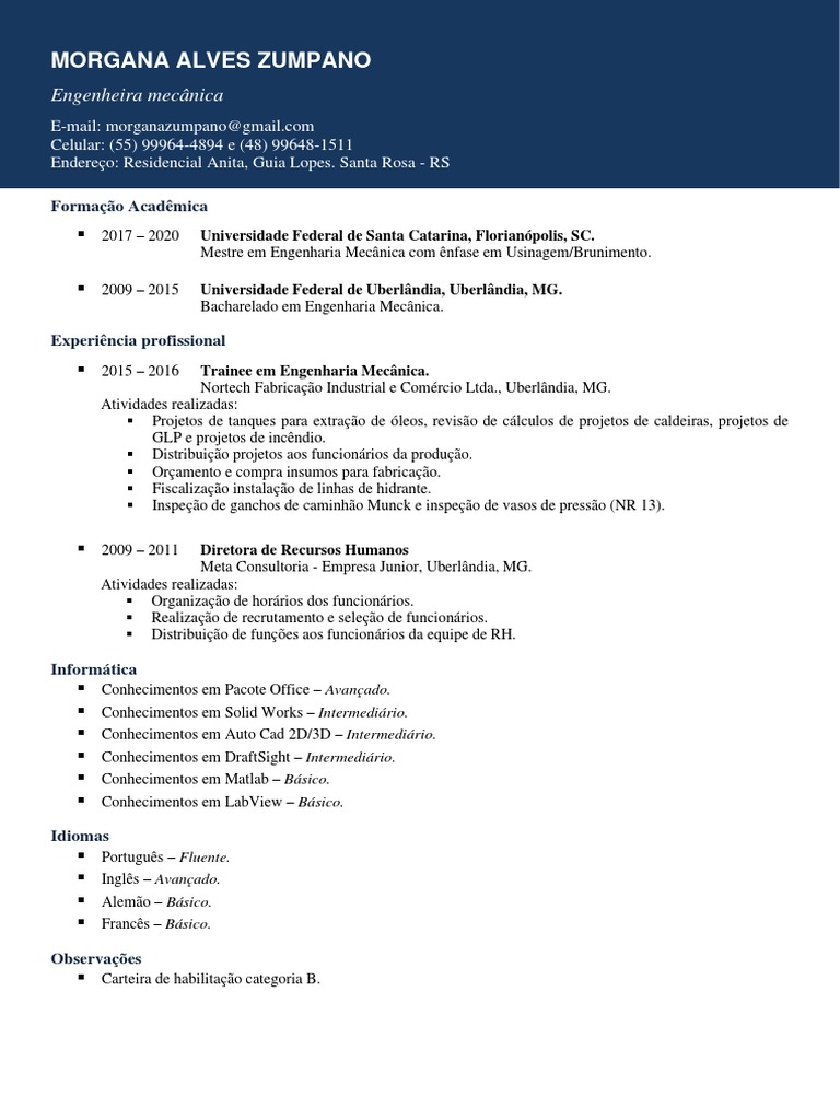 Curriculo Morgana Zumpano | PDF