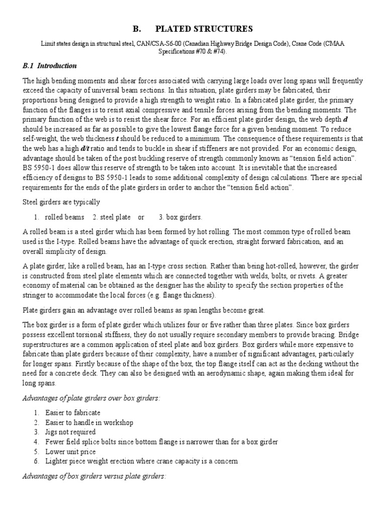 CIE 815 Plated Structures Lecture Note | PDF | Buckling | Bending