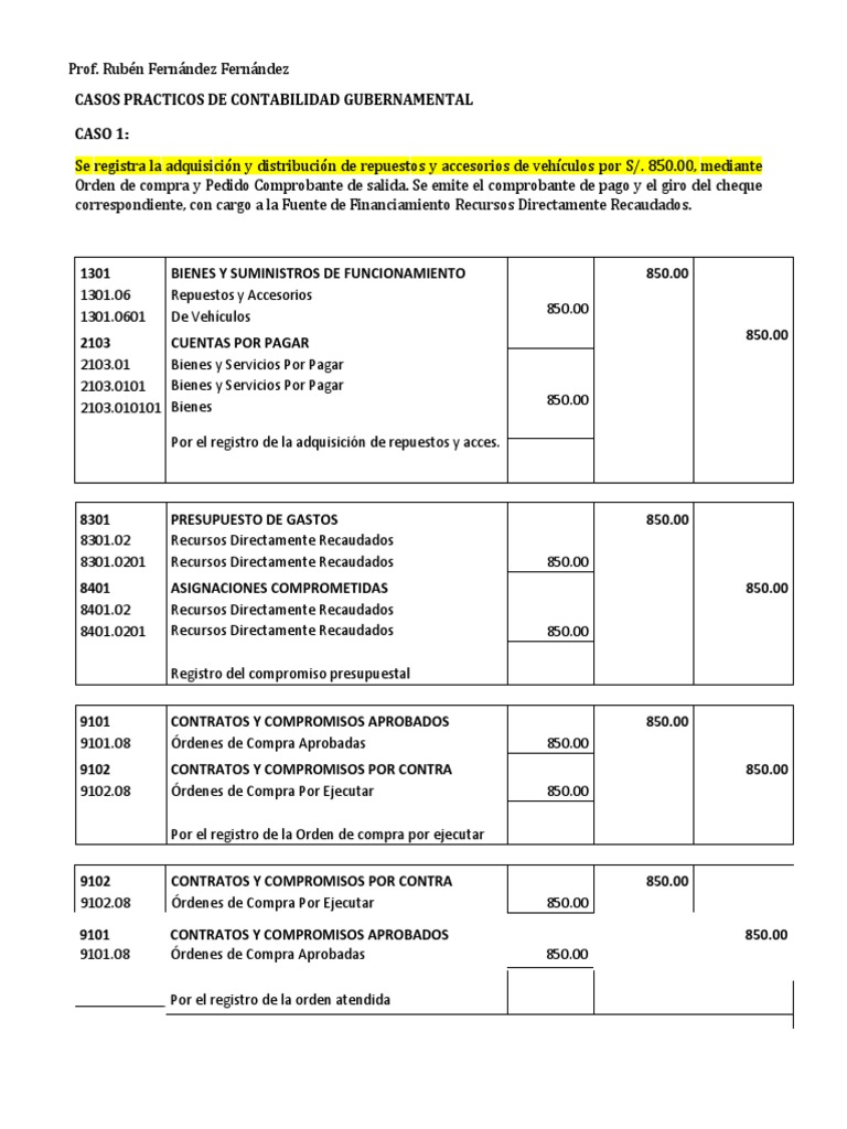 Casos Prácticos Asientos Contables Gubernamentales | PDF | Impuestos ...