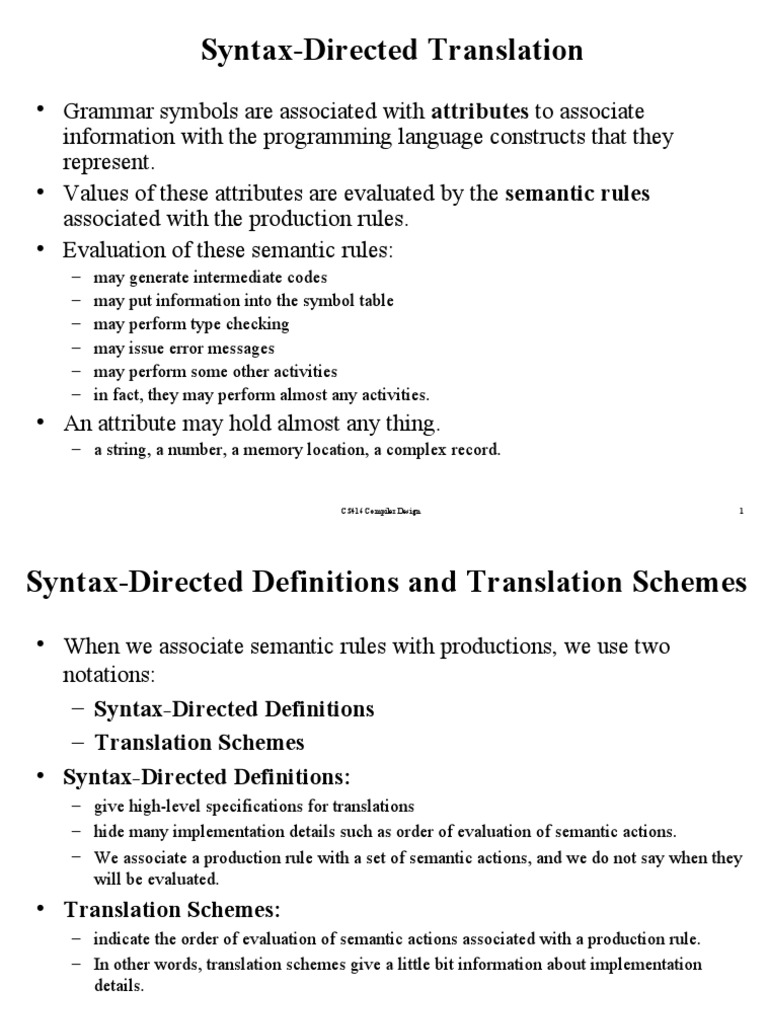 Lec05 Syntaxdirected | PDF | Parsing | Language Mechanics