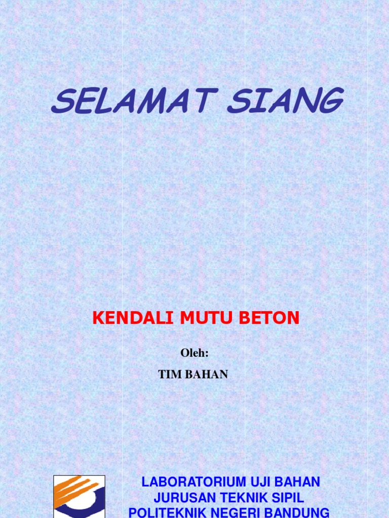 Kendali Mutu Beton 2021 0k | PDF