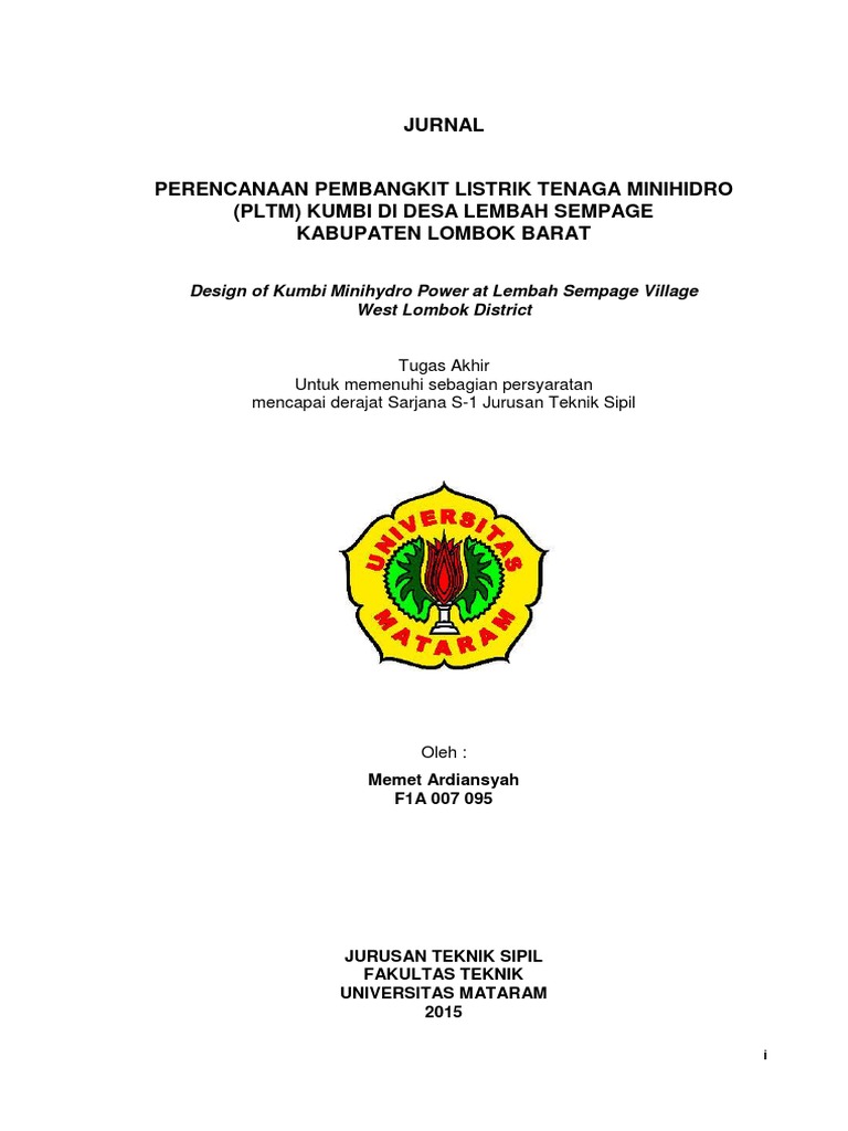 Jurnal Perencanaan PLTM Kumbi | PDF