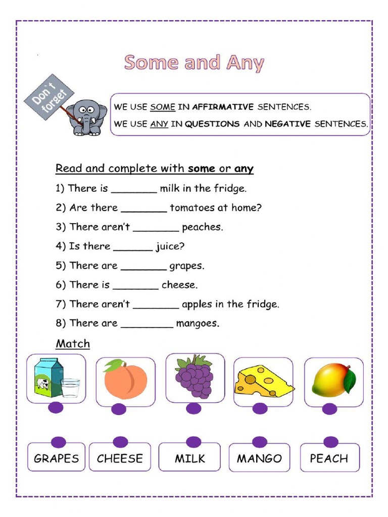 Some - Any Worksheet | PDF