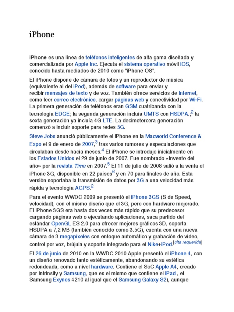 Historia y Modelos Del Iphone | PDF | Yo telefono | Apple Inc.