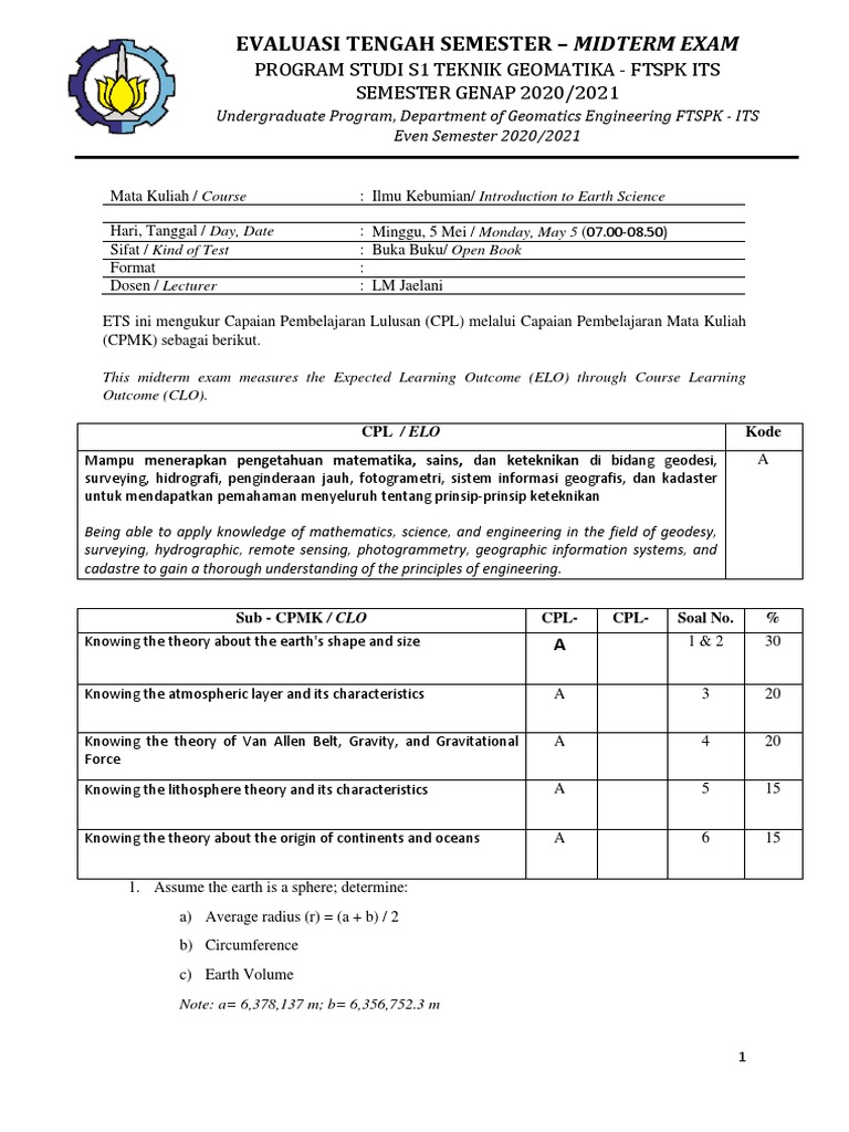 Midterm Exam Questions for Introduction to Earth Science | PDF | Earth | Earth Sciences