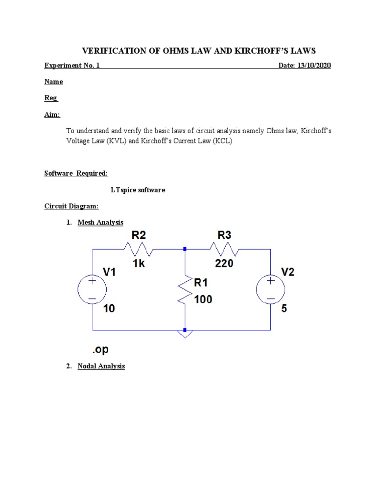 Verification of Basic Circuit Laws: An Analysis of Ohm's Law, Kirchhoff ...