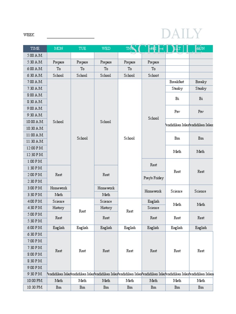 Daily Schedule | PDF