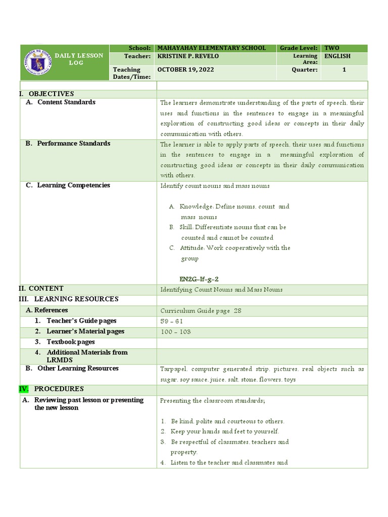 English DLP | PDF | Teachers | Learning