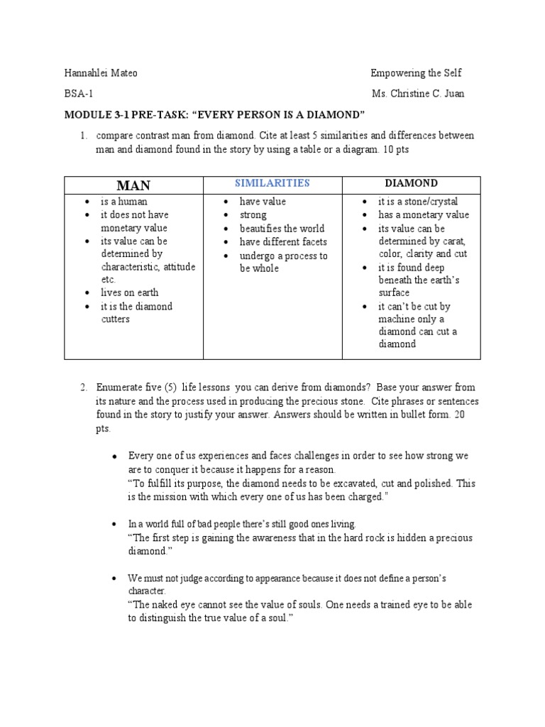 Life Lessons from Diamonds | PDF | Diamond