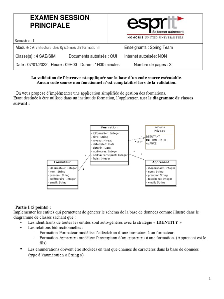 Exam Spring S1 21-22 Formation | PDF | Génie logiciel | Informatique
