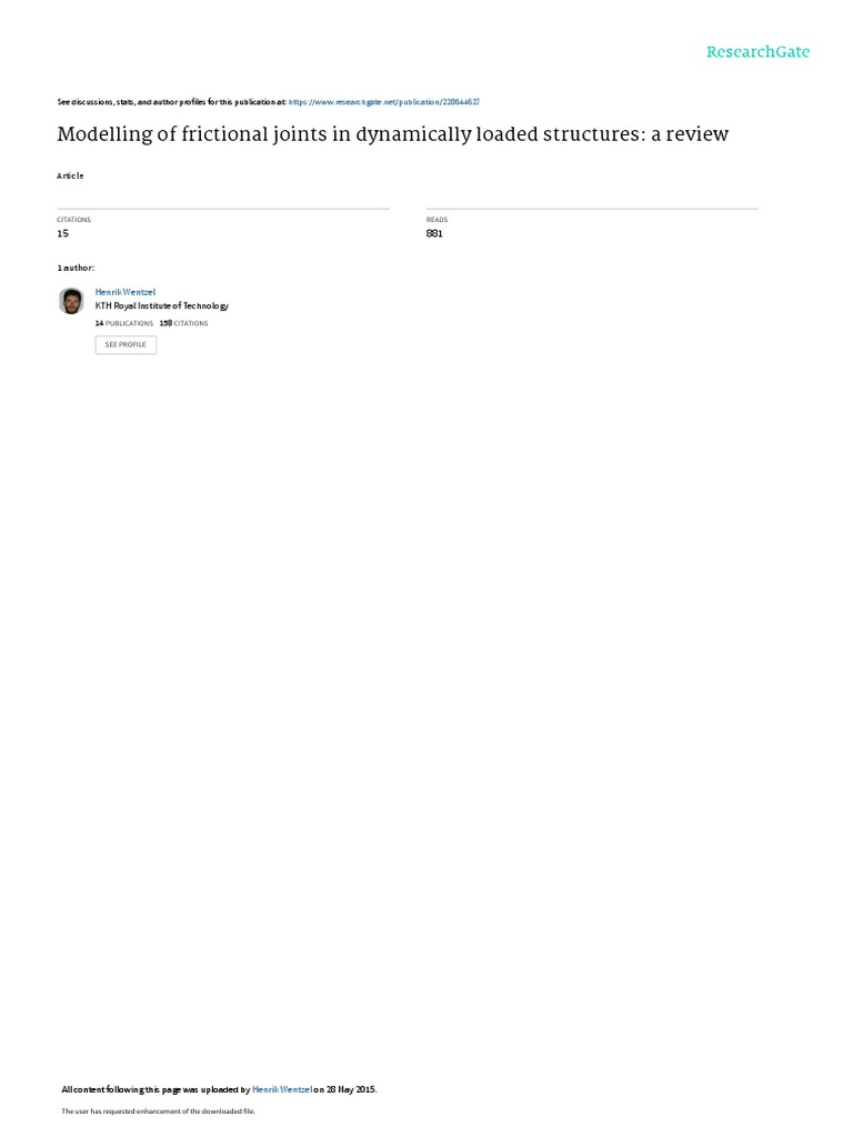Modelling of Frictional Joints in Dynamically Load | PDF | Friction | Damping