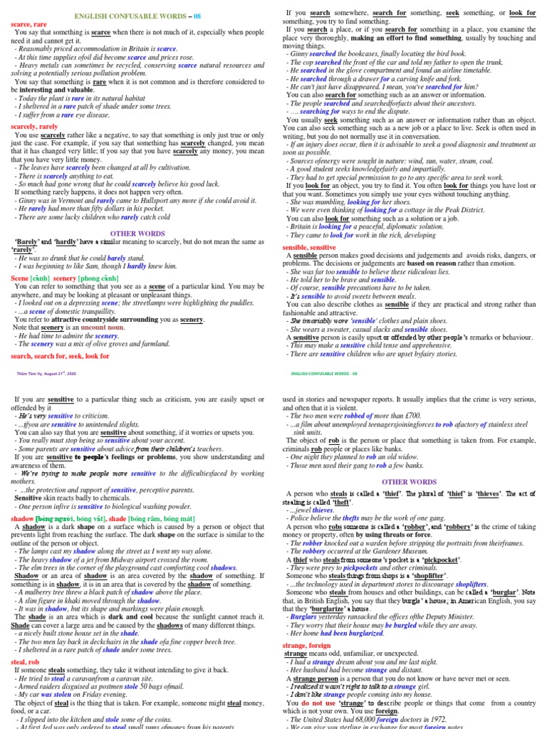 English Confusable Words 08 | PDF | Theft | Robbery