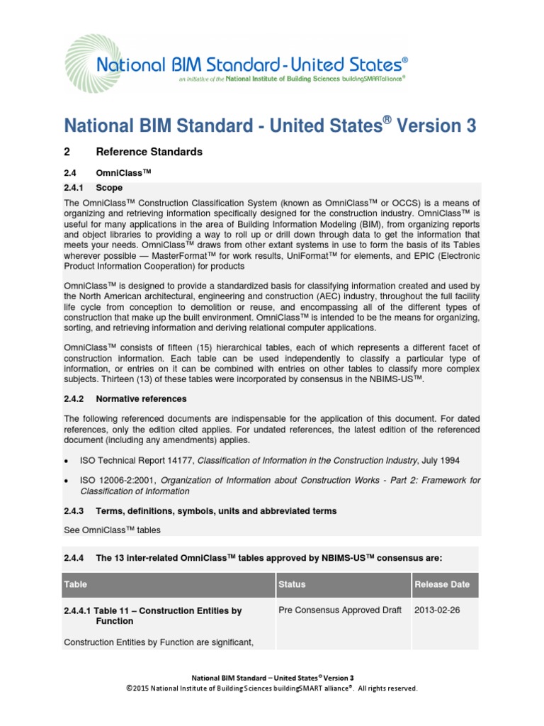 NBIMS-US V3 2.4 OmniClass Intro | PDF | Building Information Modeling