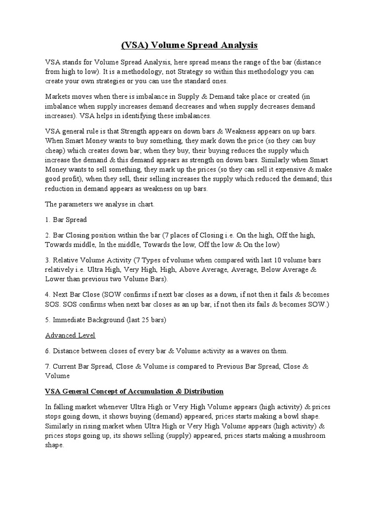 VSA Notes | PDF | Market Trend | Market (Economics)