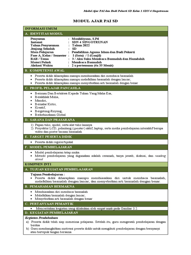 Ma Pai K1 Bab 3 Diyana 2022 | PDF