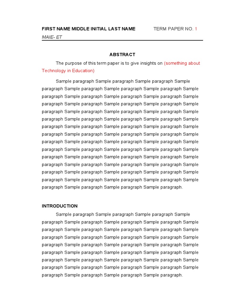 Term Paper Format | PDF
