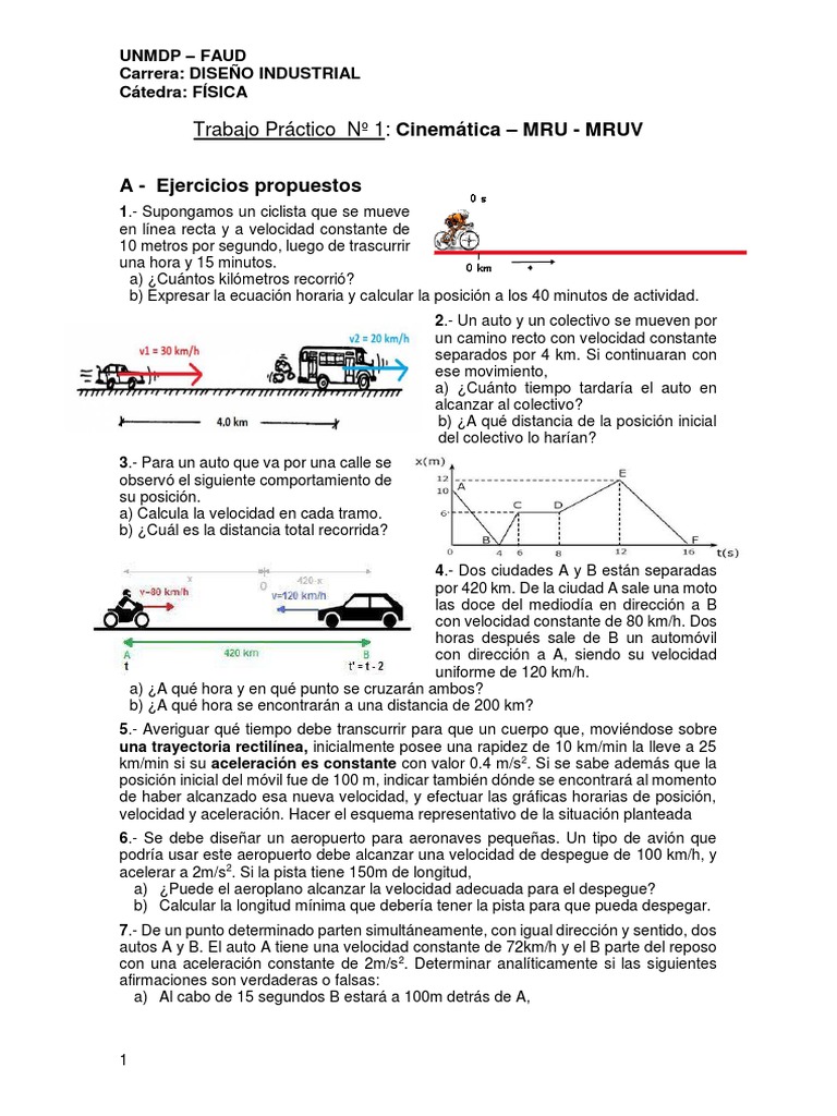 Ejercicios Resueltos de MRU y MRUV | PDF | Velocidad | Cinemática