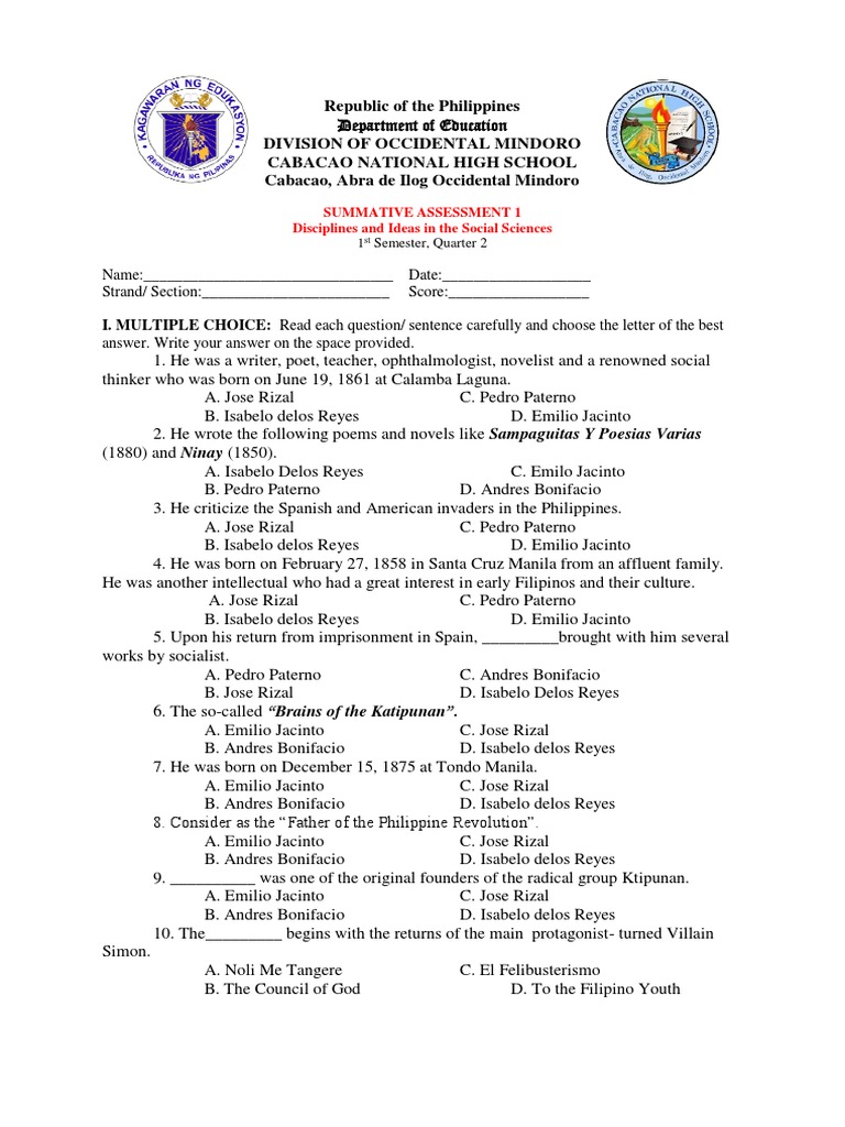 Diss Q2 EXAM 1 PDF | PDF | Philippines