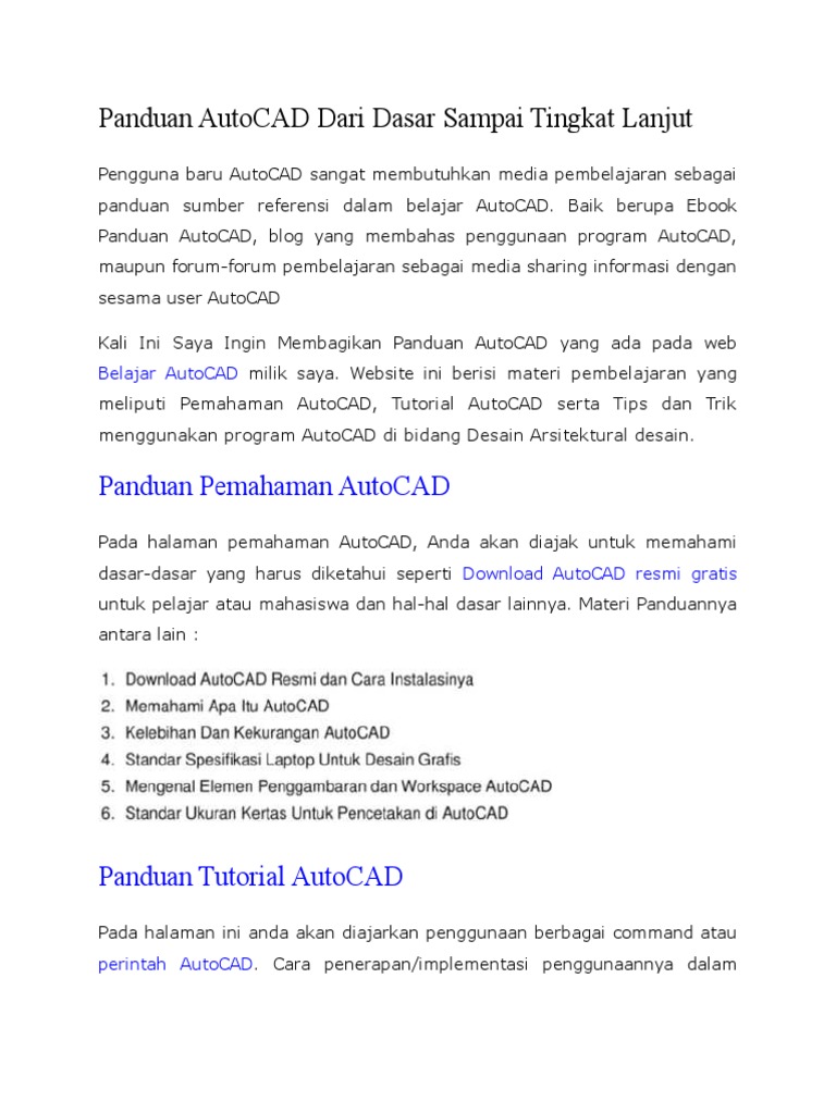 Panduan Lengkap AutoCAD | PDF | Seni | Komputer
