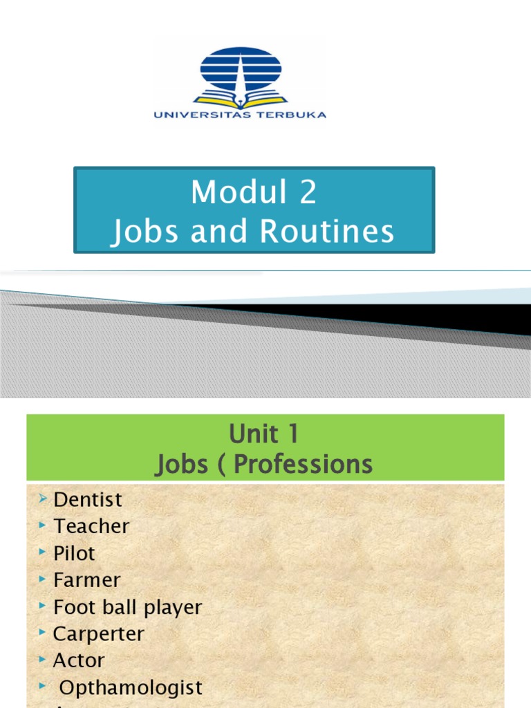 Modul 2 Jobs and Routines | PDF | Verb | Linguistic Typology