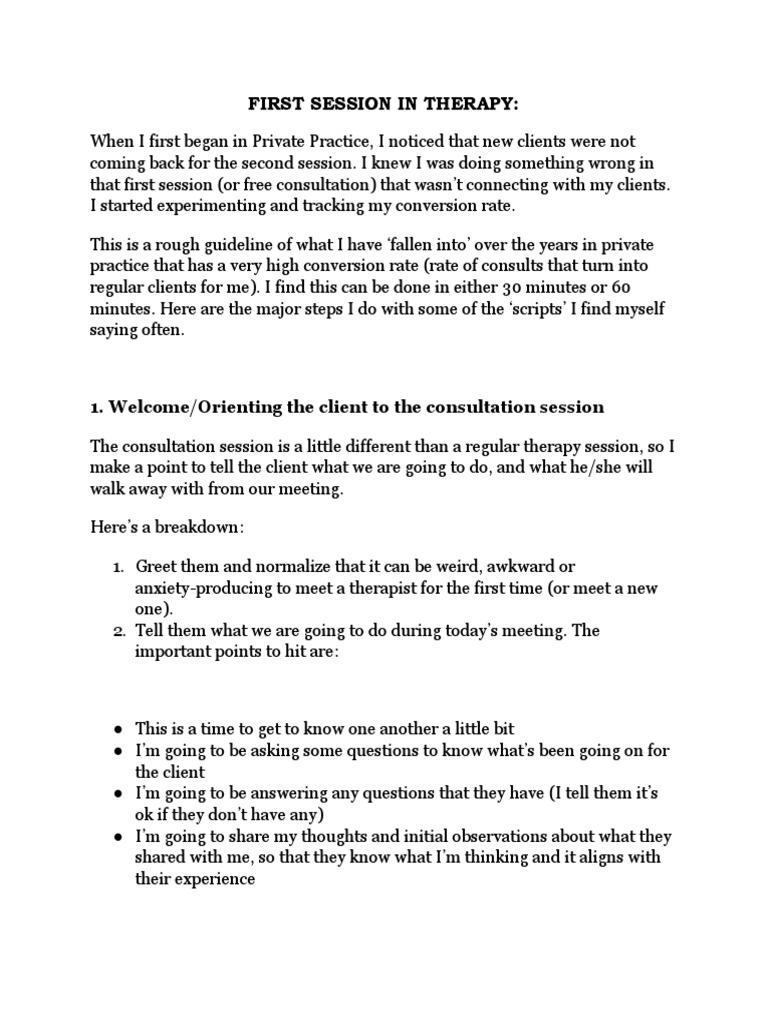First Session in Therapy | PDF | Psychotherapy | Anxiety
