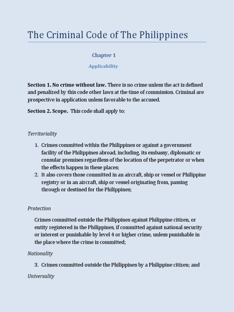 The Criminal Code of The Philippines | PDF | Crime & Violence | Crimes