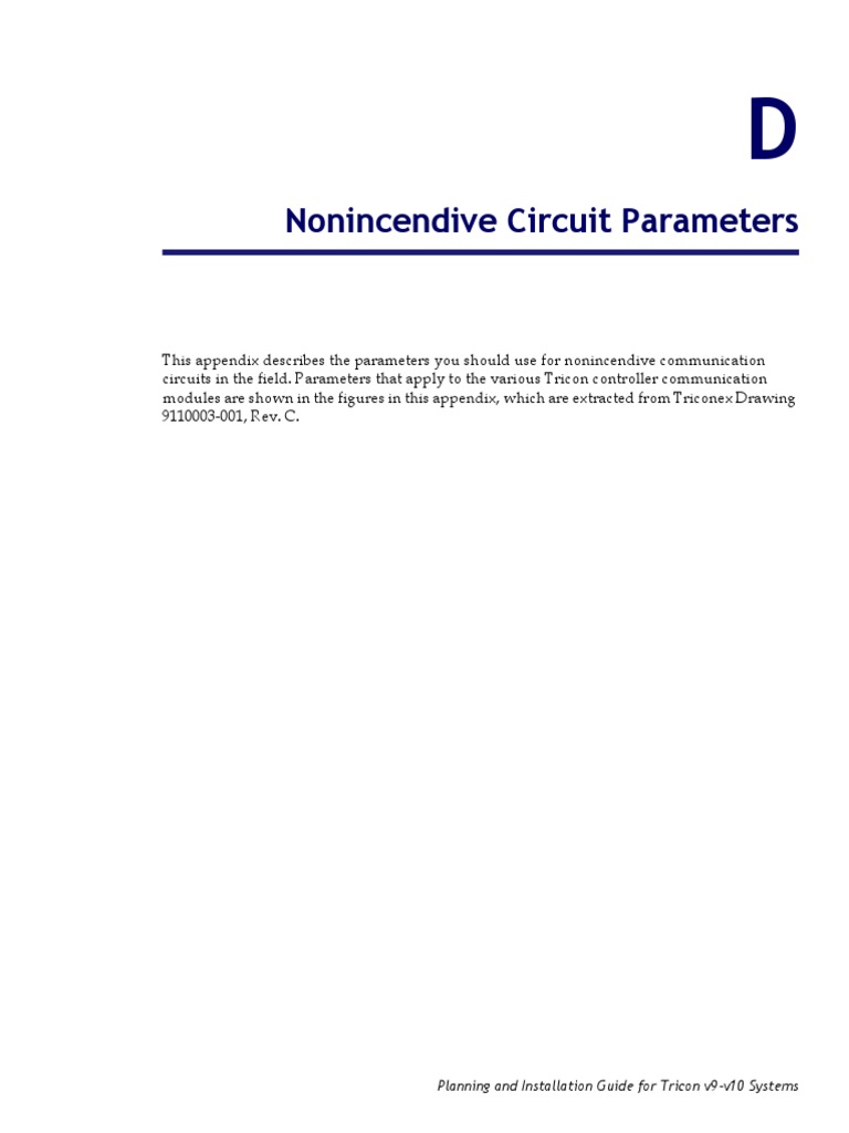 Nonincendive Circuit Parameters: Planning and Installation Guide For ...