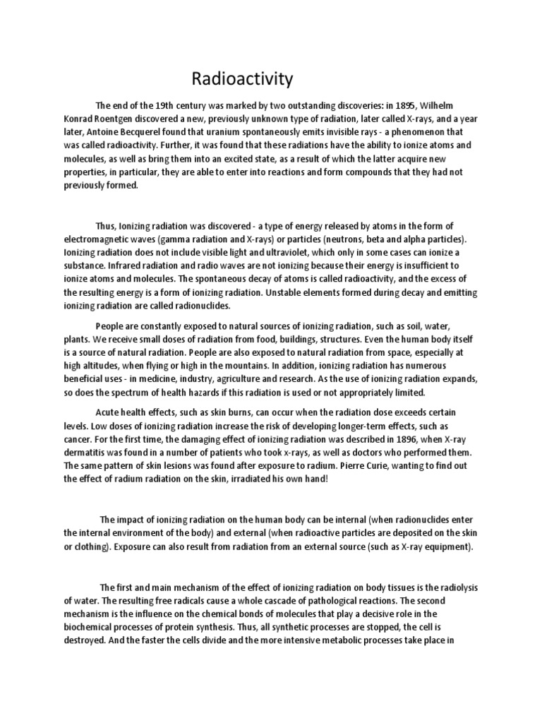 Radioactivity | PDF | Ionizing Radiation | Radioactive Decay Radioactivity | PDF | Ionizing Radiation | Radioactive Decay
