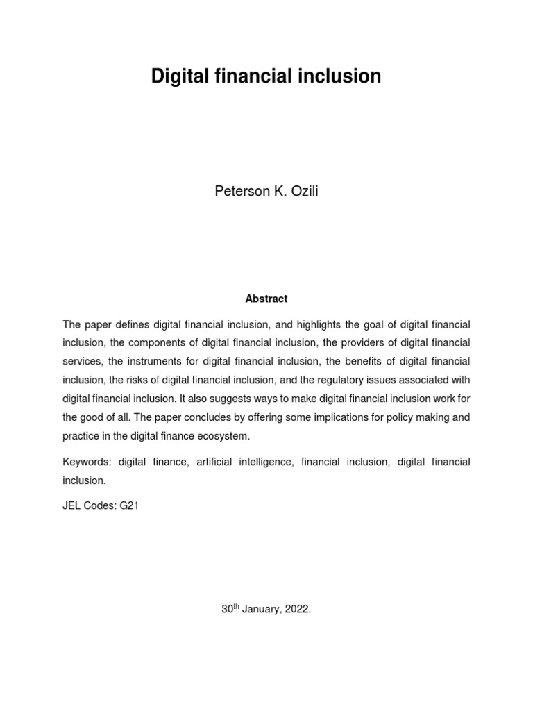 Digital Financial Inclusion for Banks | PDF | Financial Inclusion ...