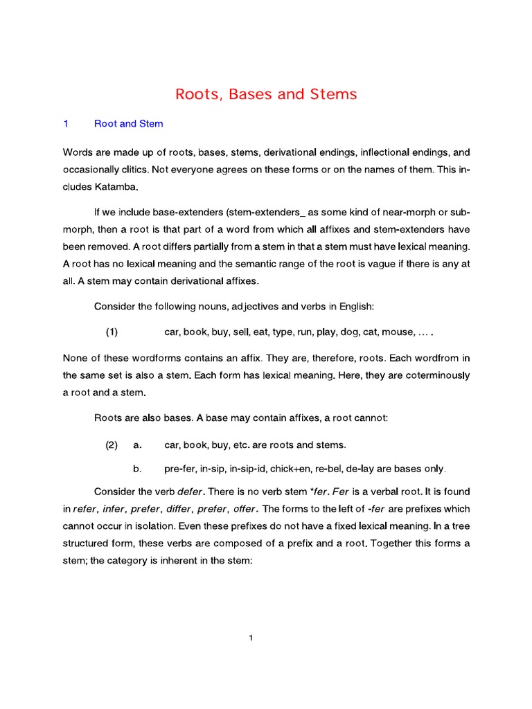 Root, Base and Stems | PDF