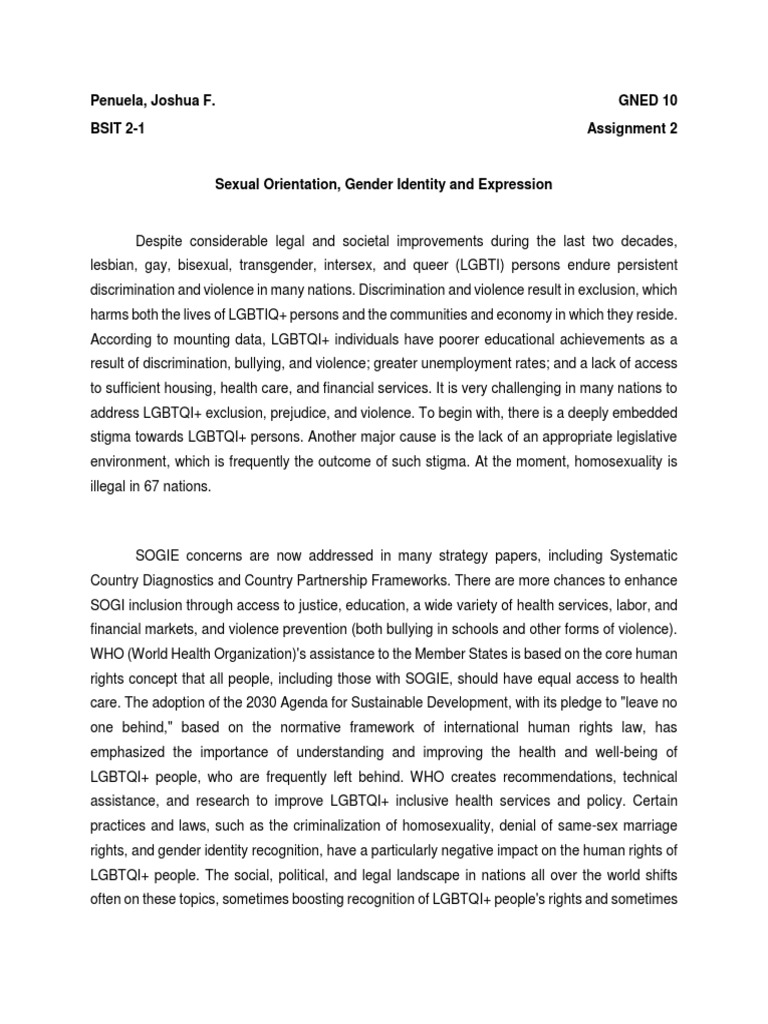Sexual Orientation Gender Identity And Expression Pdf Lgbtqia