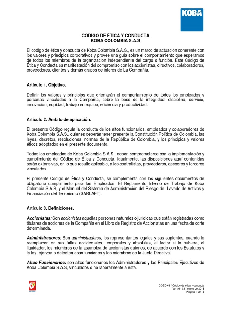 Código de Ética y Conducta | PDF | Comportamiento | Violación