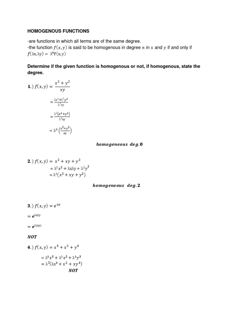 Homogeneous Function | PDF | Algebra | Theoretical Physics