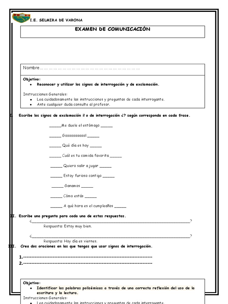 Examen de Comunicacion | PDF