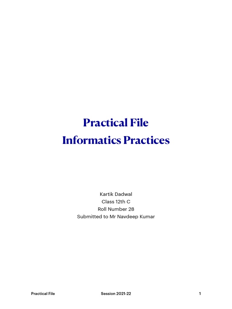 IP Practical File | PDF | Mean | Databases IP Practical File | PDF | Mean | Databases
