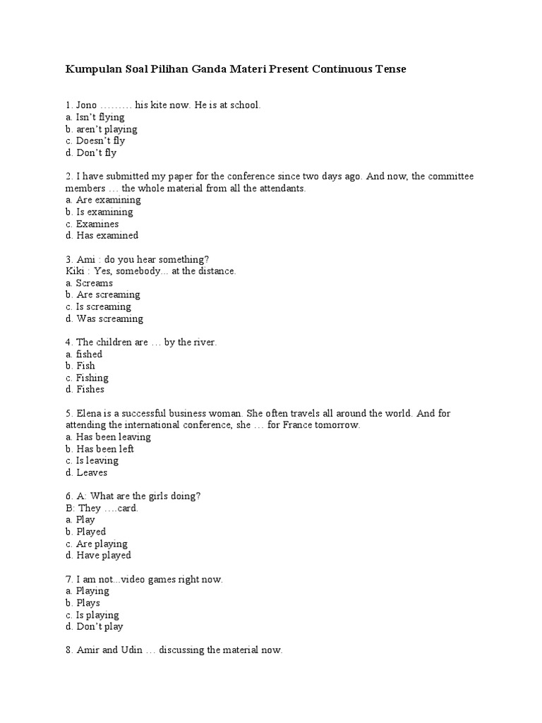 Soal Present Continuous Tense | PDF
